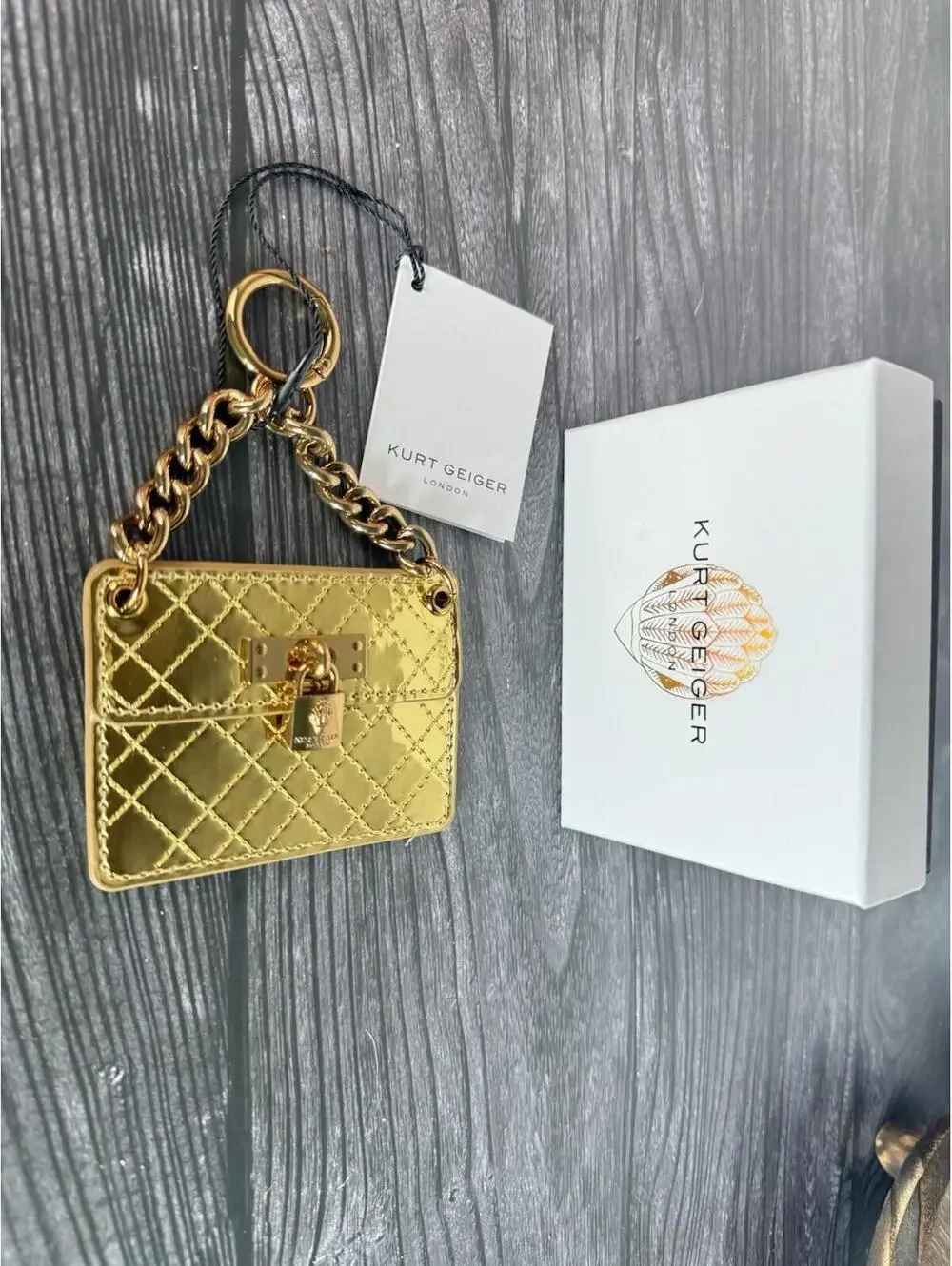 Kurt Geiger | Accessories | Nwt Kurt Geiger Brixton Gold Charm Keychain ...